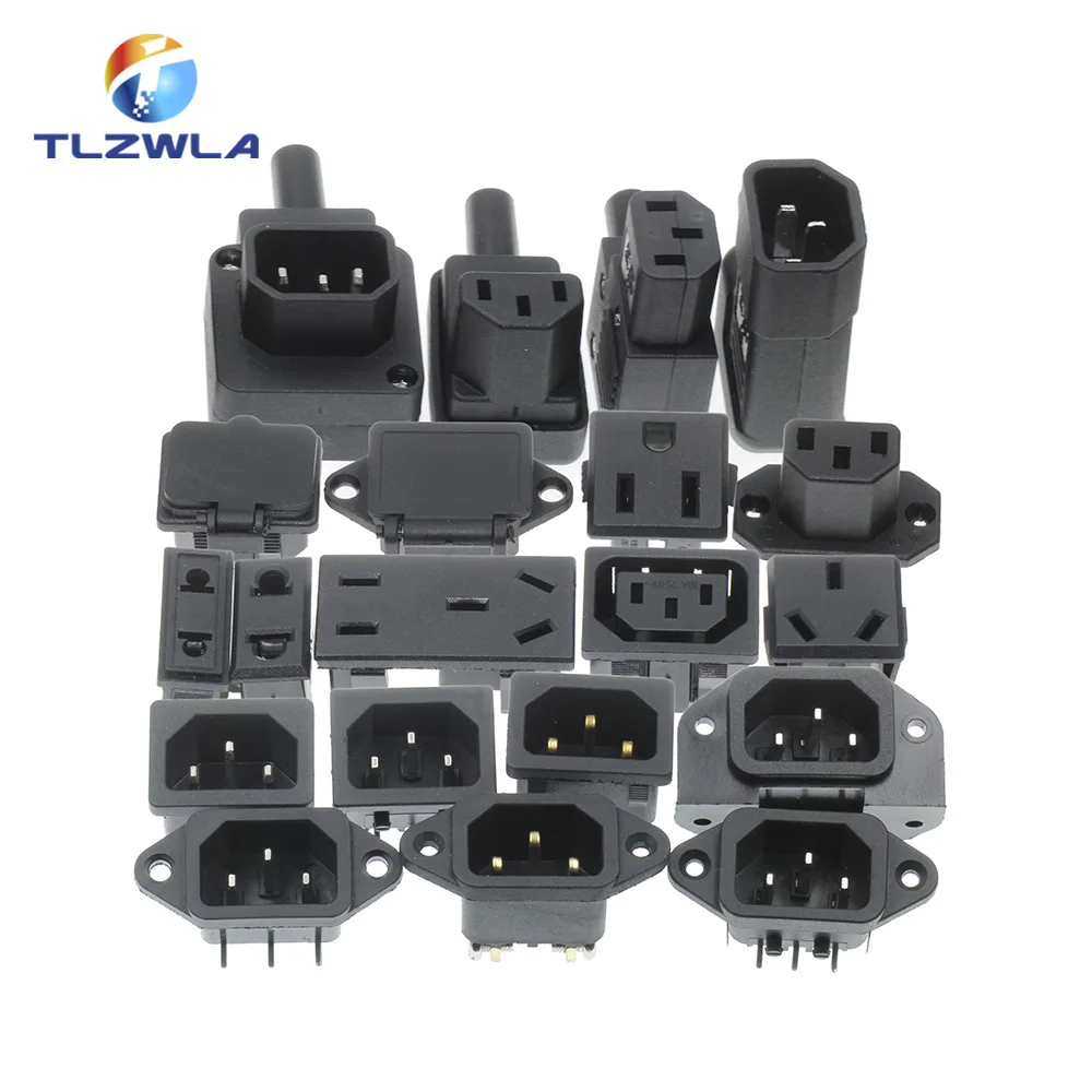 1PCS-Pure-Copper-IEC320-C14-Electrical-AC-Power-Plug-Socket-2-3-4-6Pin ...