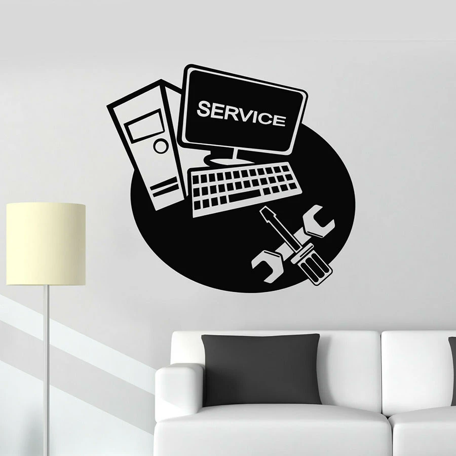 Computer Wall Decal Laptop Service Repair Technology Vinyl Window ...
