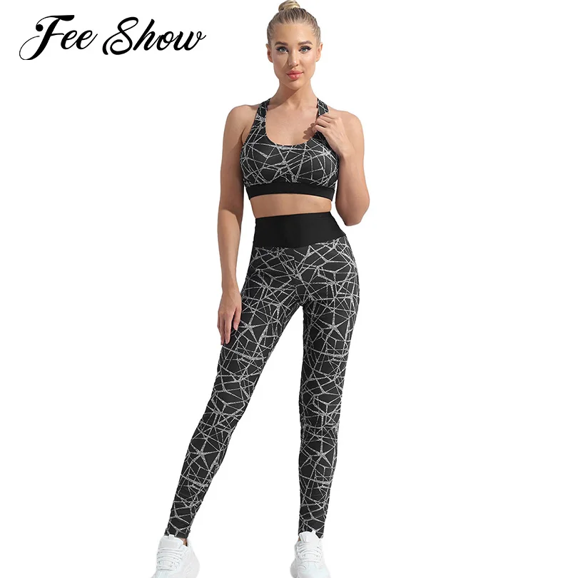 2 Piece Set Workout Clothes Sportswear for Women Sports Bra Fitness ...