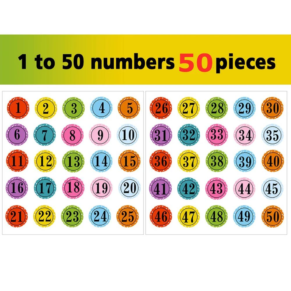 Number Stickers Colorful Round Number Labels Decorative Number Stickers ...