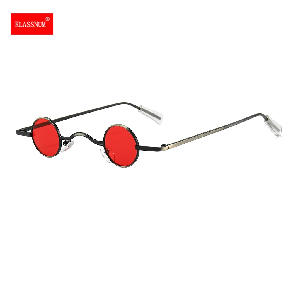 Retro Mini Sunglasses Round Men Metal Frame Gold Black Red Small Round ...