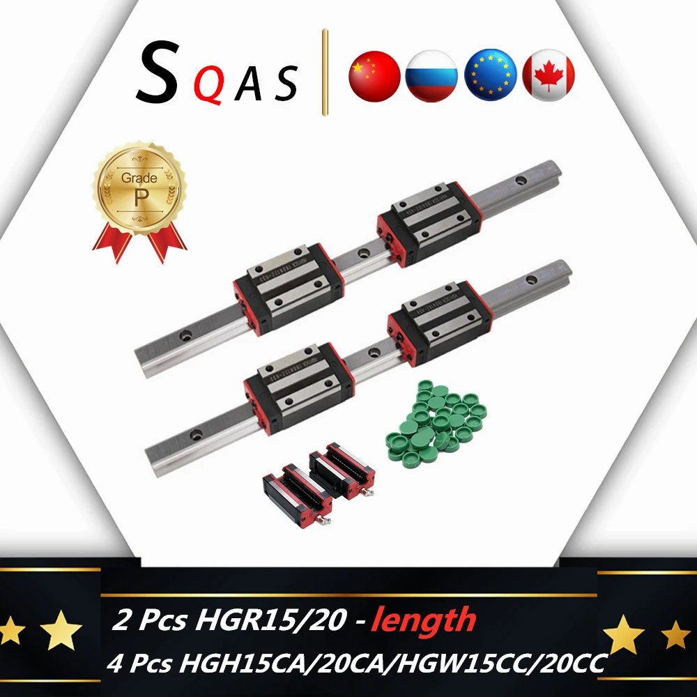 Fast Deliver Cnc Square Guide Linear Rail Hgr15/ Hgr20 2 Pcs +4 Pcs Hgh15ca /hgw15cc /hgh20ca ...