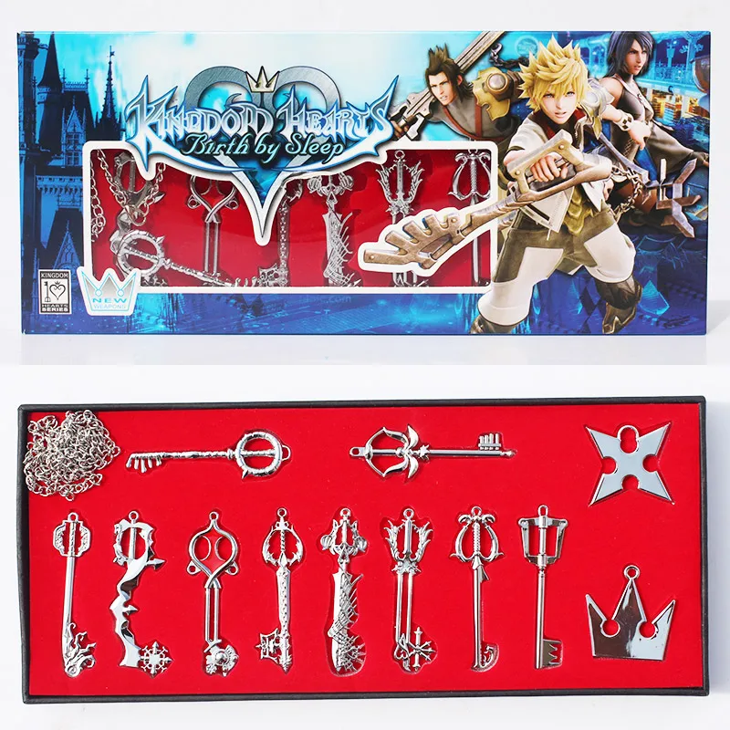 12pcs/Set Kingdom Hearts Sora Keyblade Cosplay Metal Necklace Keychain ...