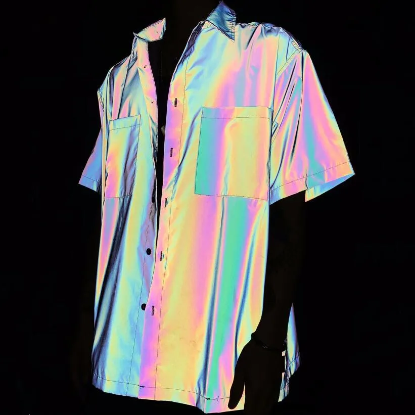 Rainbow Hip Hop Colorful Shirt | Shirts Rainbow Reflective | Rainbow ...