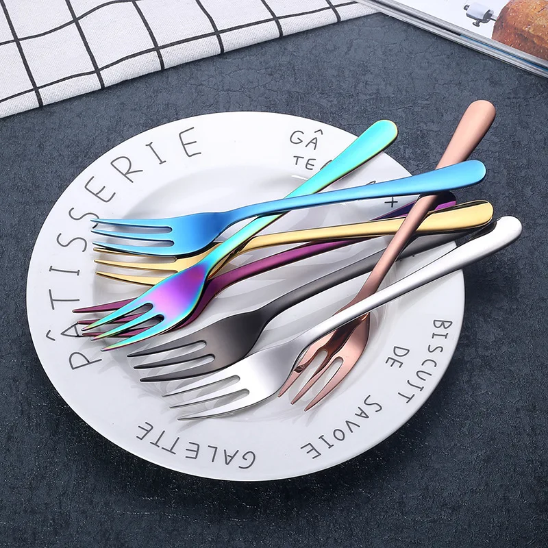 Fourchette,Ensemble de fourchettes à dîner colorées en acier inoxydable ...