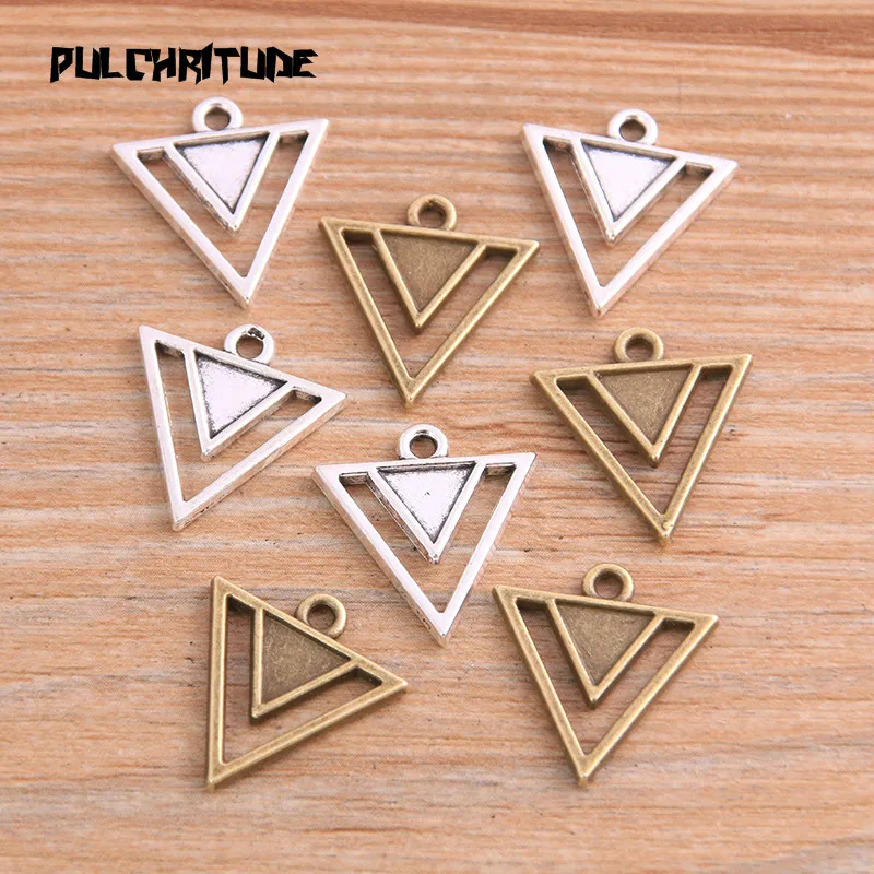 20pcs 18*19mm New Product Two Color Double Triangle Charms Geometric ...