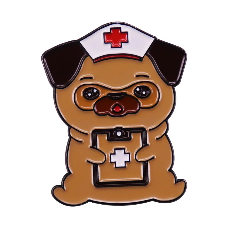 Cute-Pug-Dog-Nurse-Enamel-Pin-Dogtor-Red-Cross-Emergency-Medical-Brooch ...