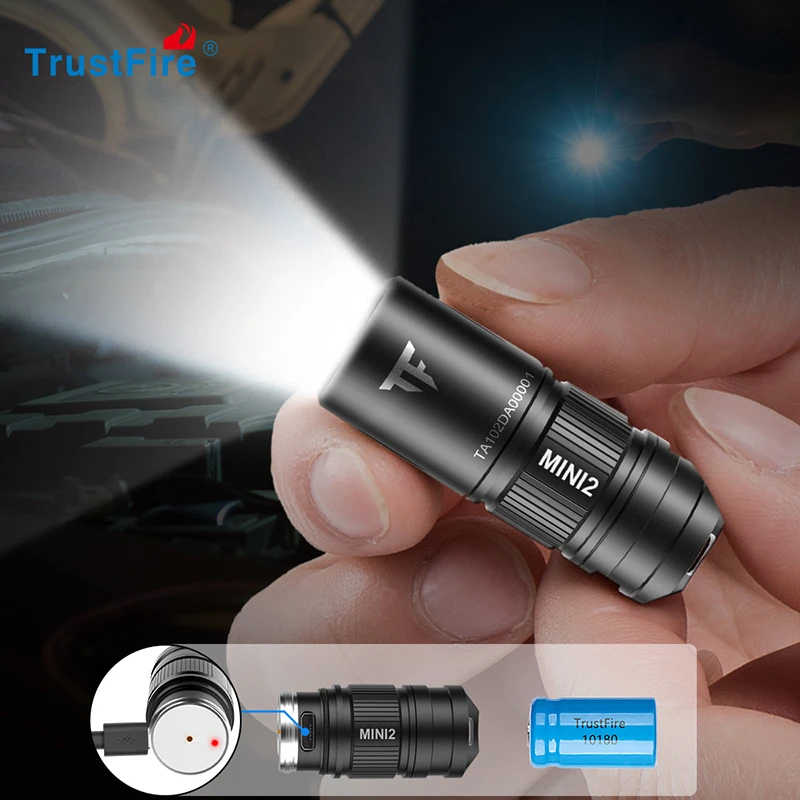 Trustfire Mini2 Rechargeable Mini Led Flashlight Keychain Usb Powered ...
