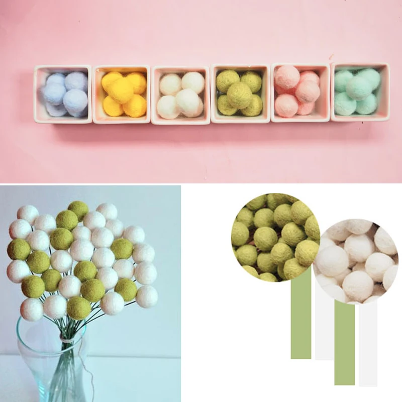10Pcs 2cm Round Wool Felt Balls Pom Poms Faux Fur Pompom Ball DIY ...