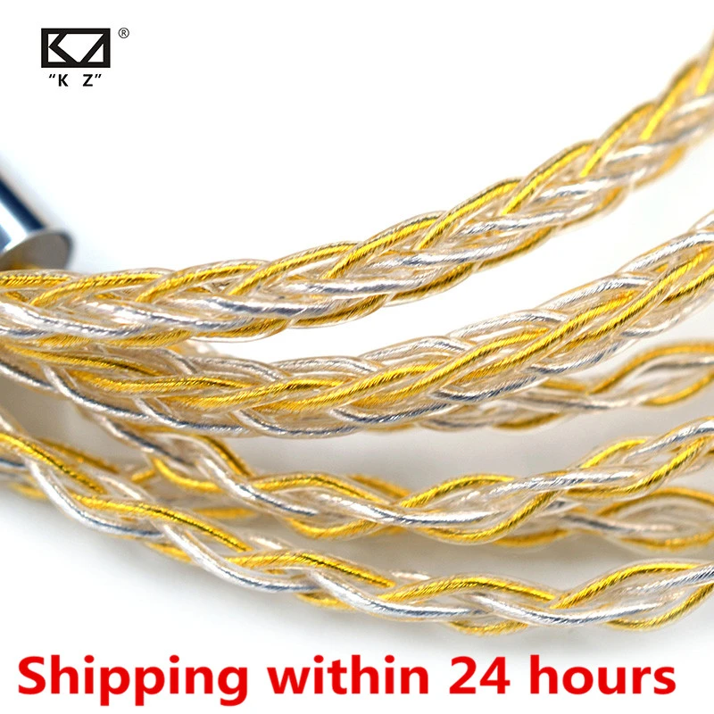 KZ Earphones cable 8 Core Gold Silver Mixed plated Upgrade cable ...