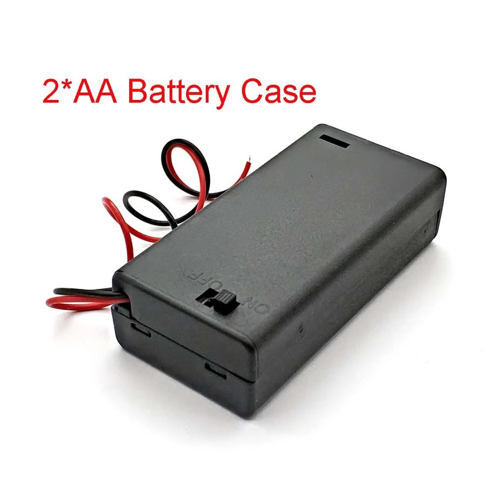 2aa 3v Black Battery Holder Connector Storage Case Box On/off Switch ...