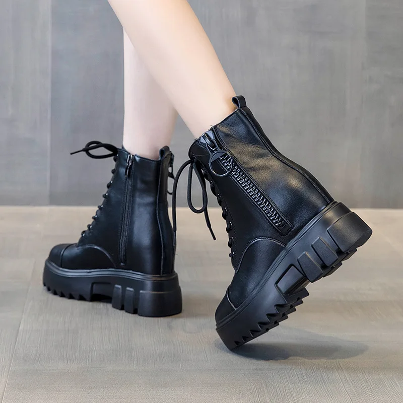 Novo-botas-de-tornozelo-feminino-dedo-do-p-redondo-sola-grossa-confort ...