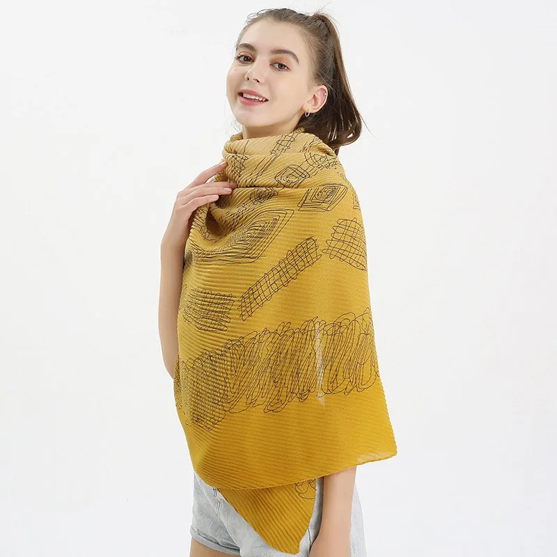 New autumn ladies scarf cotton scarf pleated Gradient color matching ...