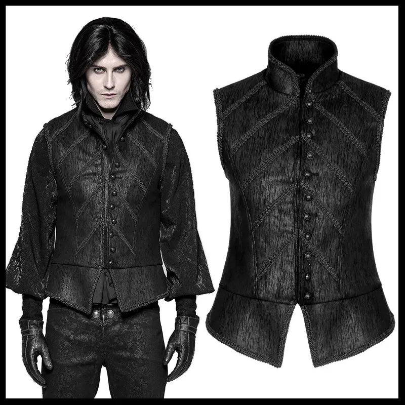 PUNK RAVE ผู้ชาย Steampunk Retro Palace สไตล์เสื้อกั๊ก Gothic Black ...