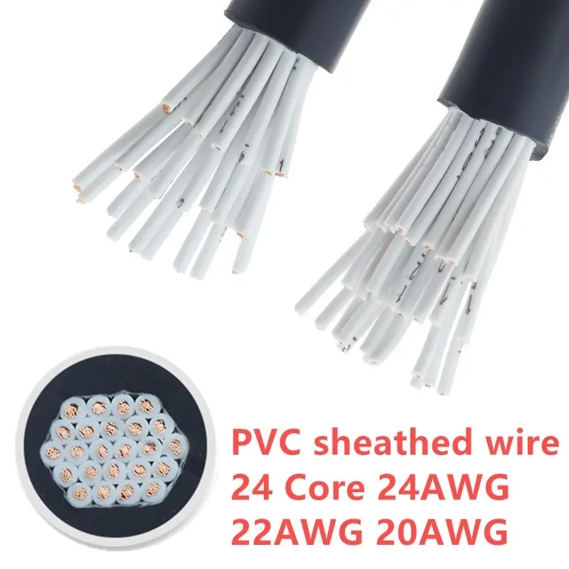 24-Core-Multi-core-control-cable-RVV24-22-20-18-17-AWG-1-meter-Copper ...
