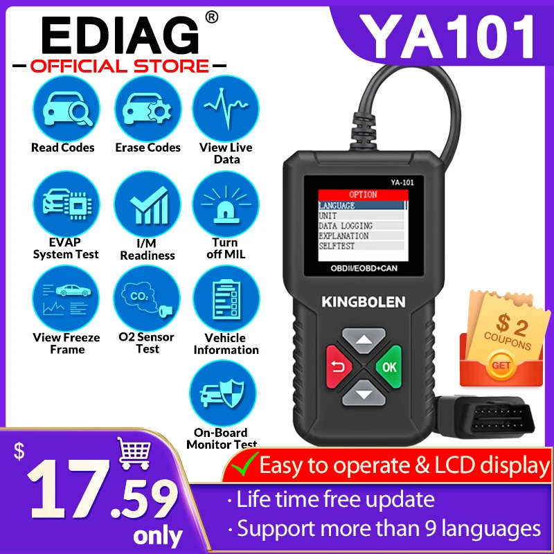 New Automotive Car Diagnostic Tools Ediag Ya101 Obd2 Scanner Engine ...