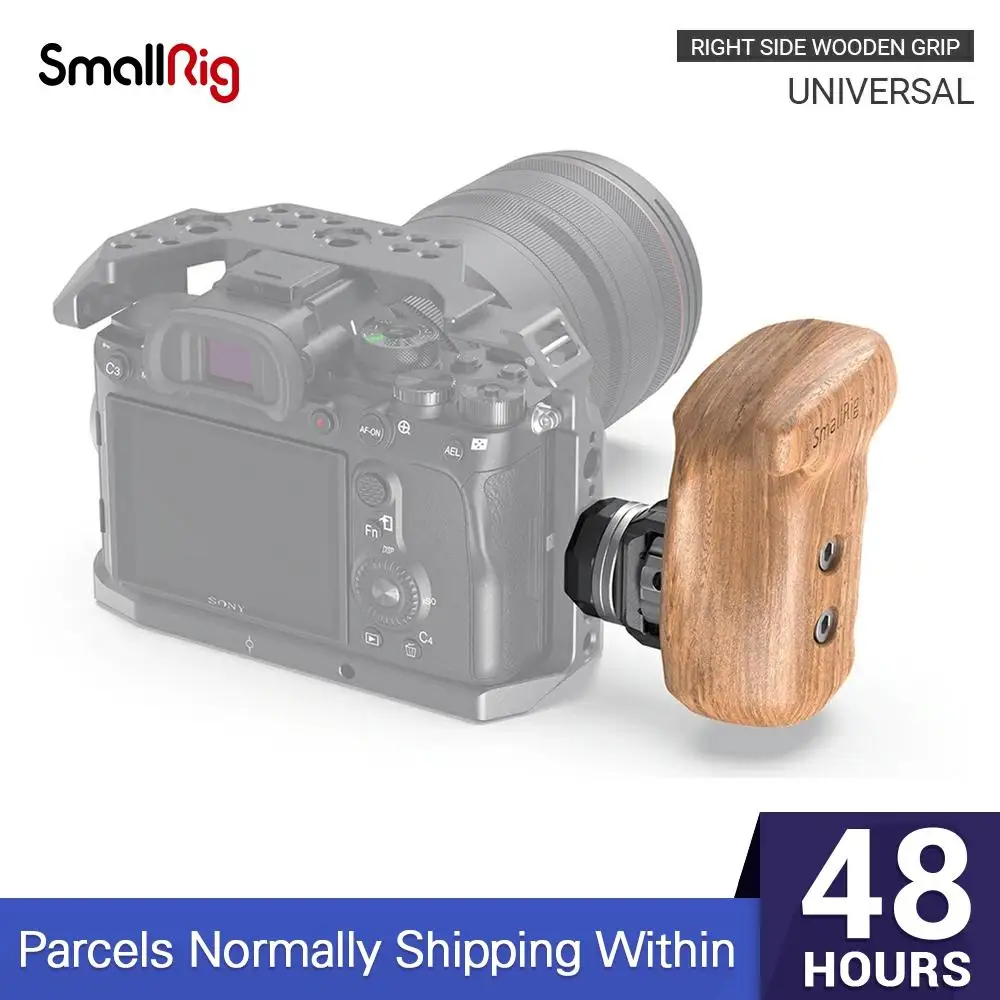 SmallRig Wooden Handle Grip Right Side Quick Release Handle with Arri ...