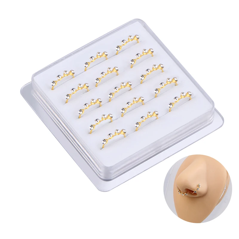 15PCS-Boxed-Nose-Rings-For-Women-For-Girl-Crystal-Nose-Ring-Stud-Hoop ...