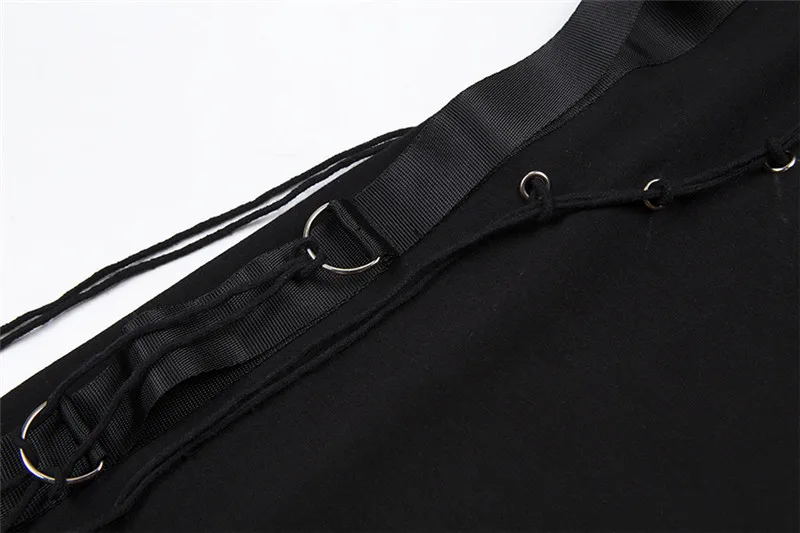 Stylish Drawstring Ribbons Long Sleeve One Shoulder Choker Hoodies 2021