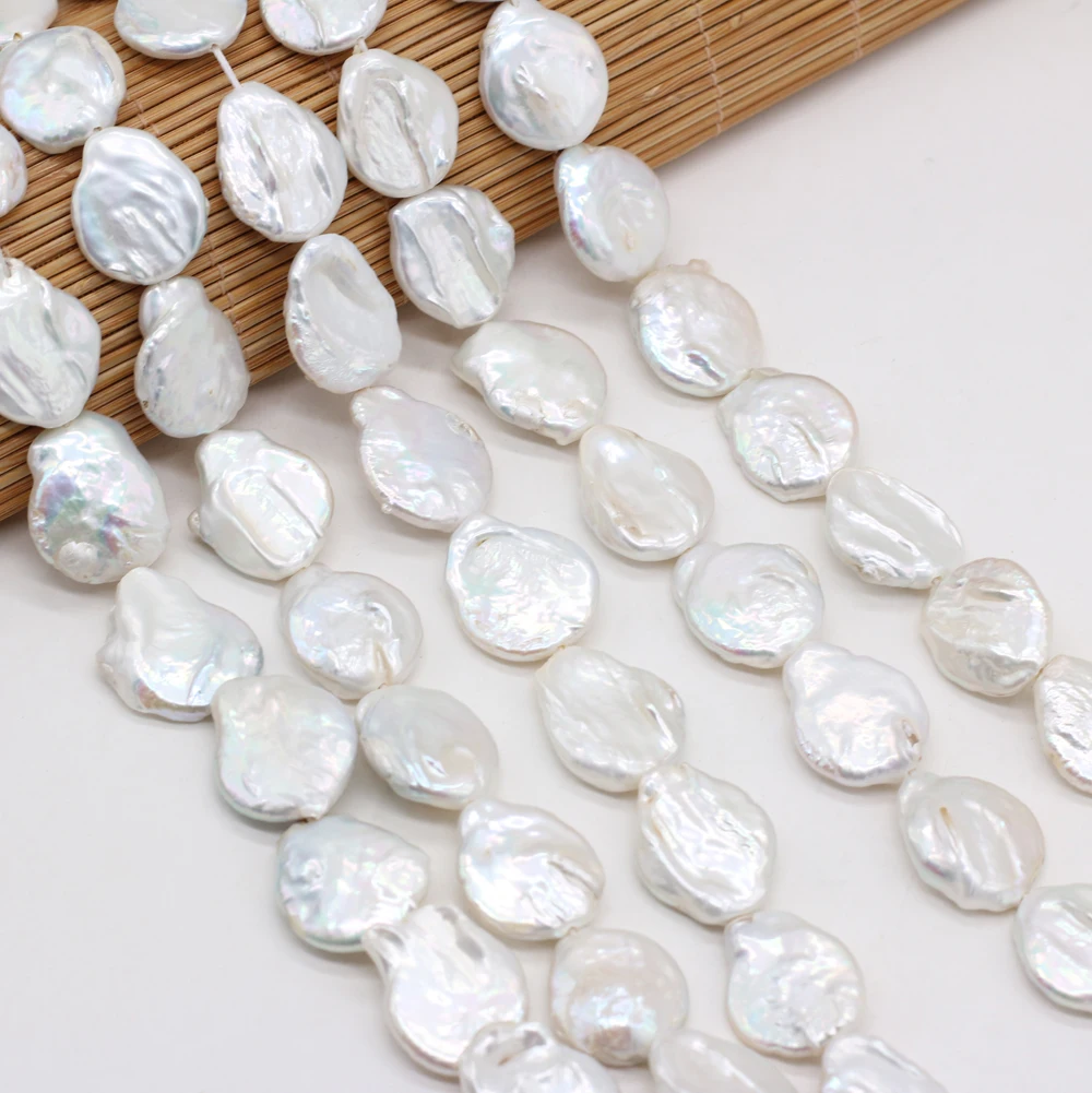 Natural-Freshwater-Pearls-Beads-Irregular-White-Round-Shape-Loose ...