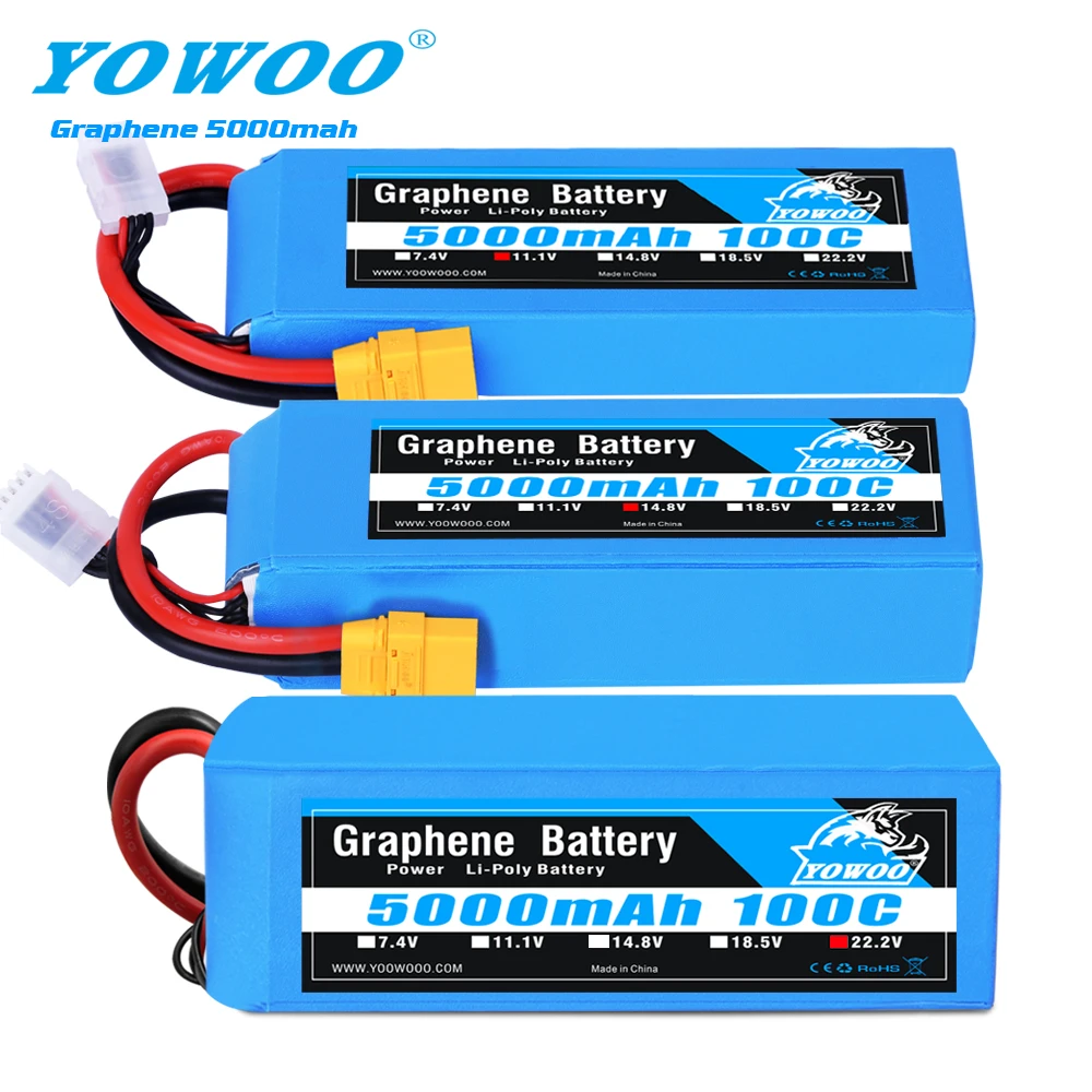 Yowoo RC Graphene Battery Lipo 2S 7.4V 3S 11.1V 4S 14.8 5S 18.5V 6S 22.2V 5000mAh 3000mah ...