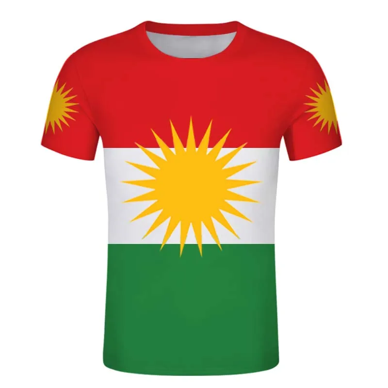 Kurdistan Nation Kurd Kurdish Flag T Shirt Creative Round Collar Solid ...