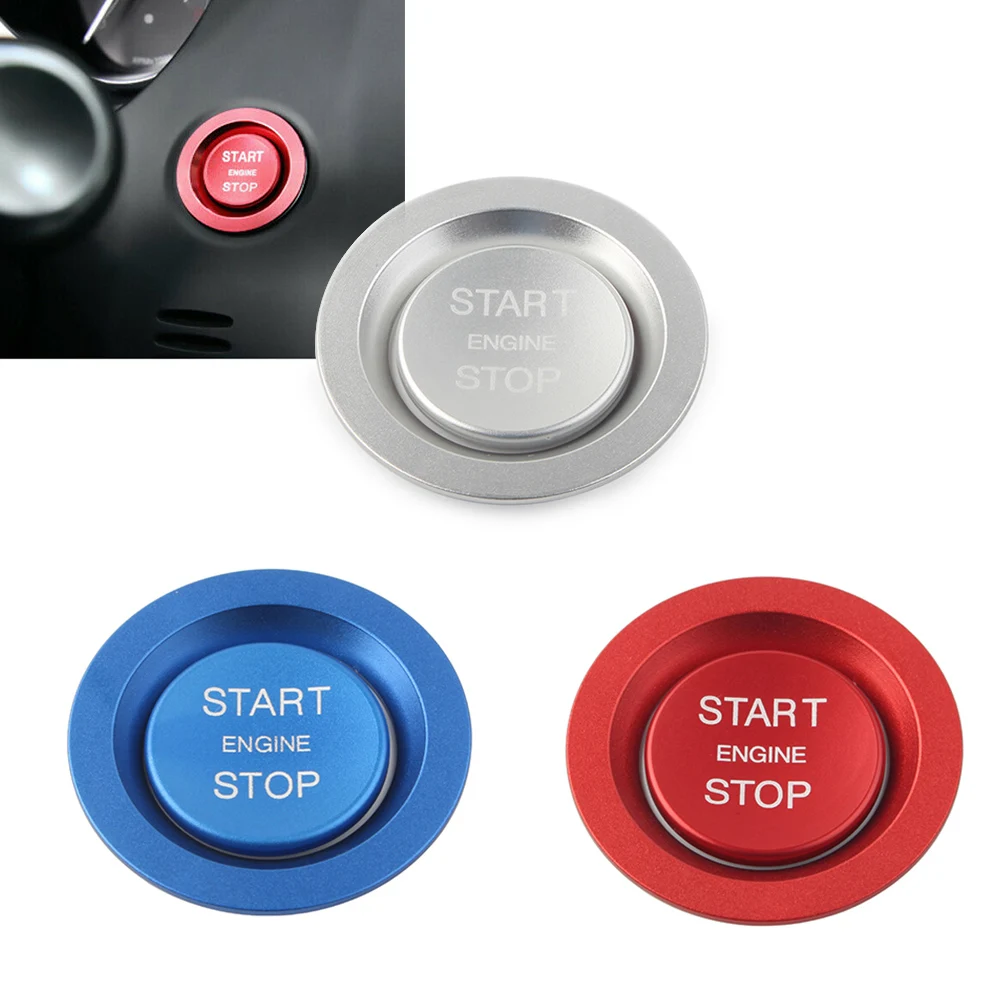 CNC-Car-Keyless-Engine-Start-Button-w-Ring-Decoration-For-Jaguar-XF-XJ ...