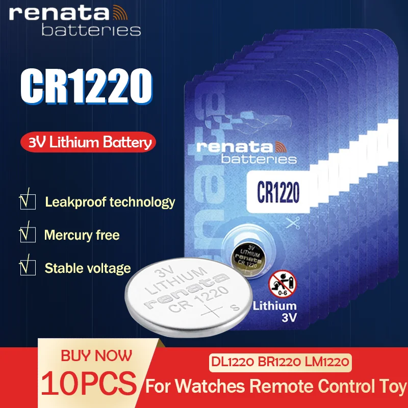 Renata batería de litio 1220 Original CR1220, 3V, para luz de freno de reloj, instrumental de ...