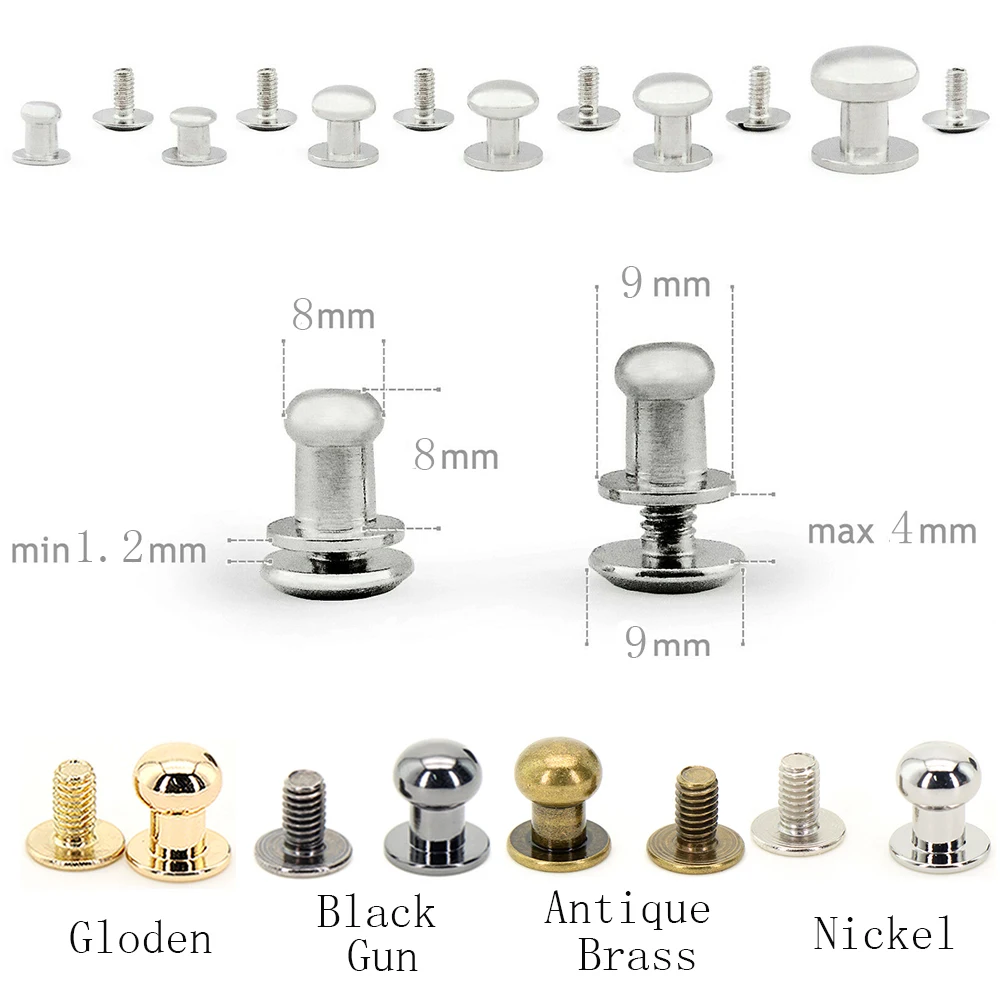 RIVET,Golden-Monk Head 8mm--Rivets à vis en alliage métallique, 10 ...