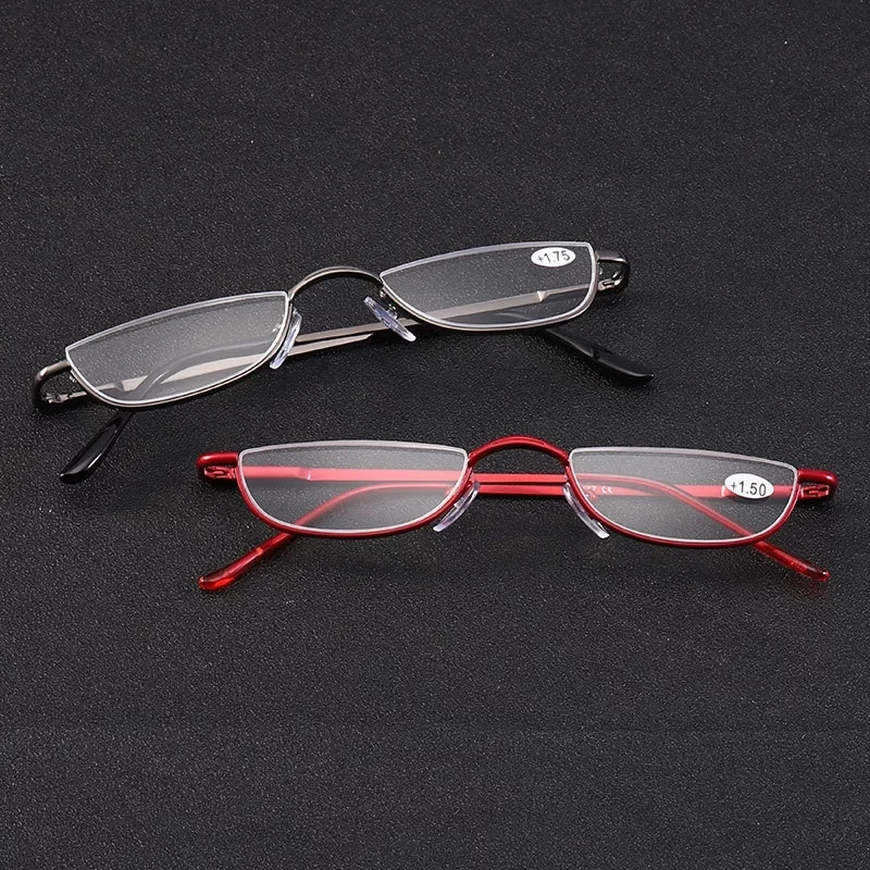 NONOR Half Frame Metal Reading Glasses Men Presbyopic Glasses Half Rim ...