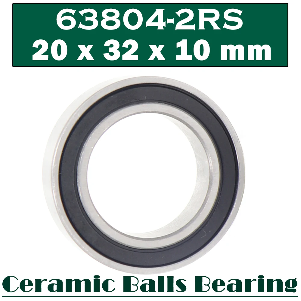 63804 하이브리드 세라믹 베어링 20*32*10mm (1 PC) 이중 행 밀폐형 앵귤러 컨택트 Si3N4 볼 베어링 3804 ...