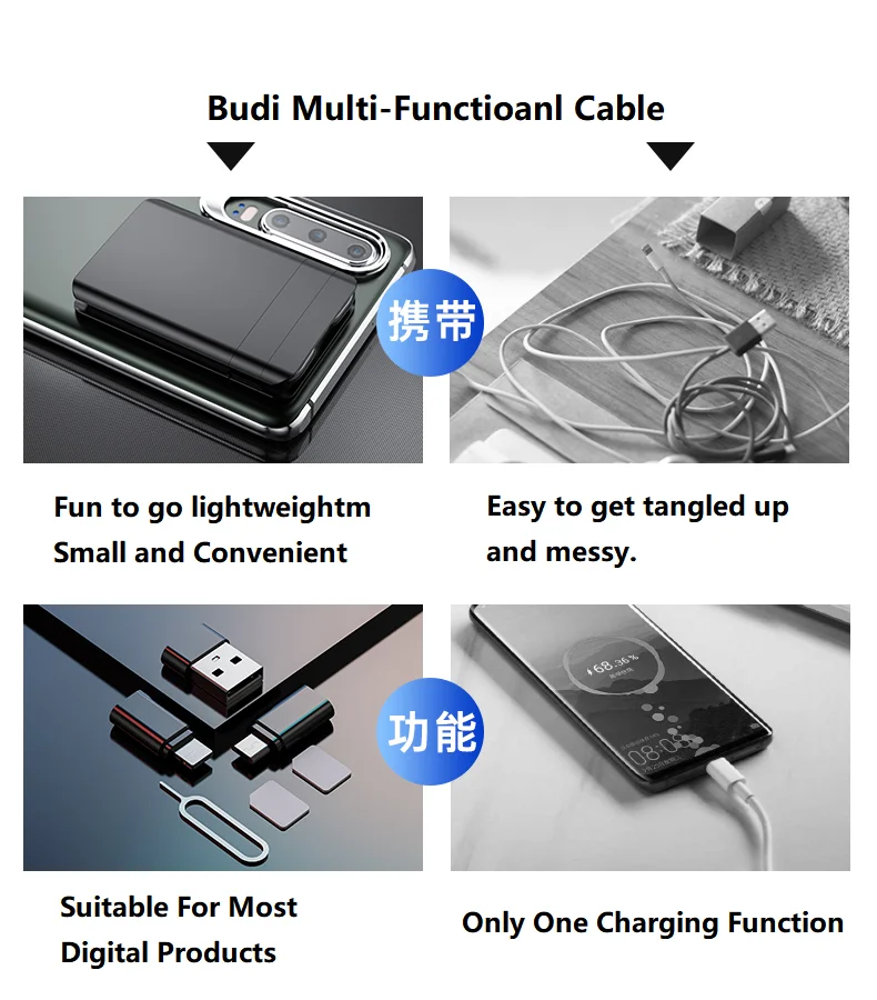 Budi 9 In 1 Multi Functional Cable 6 Types Smart Adapter For All Kind ...