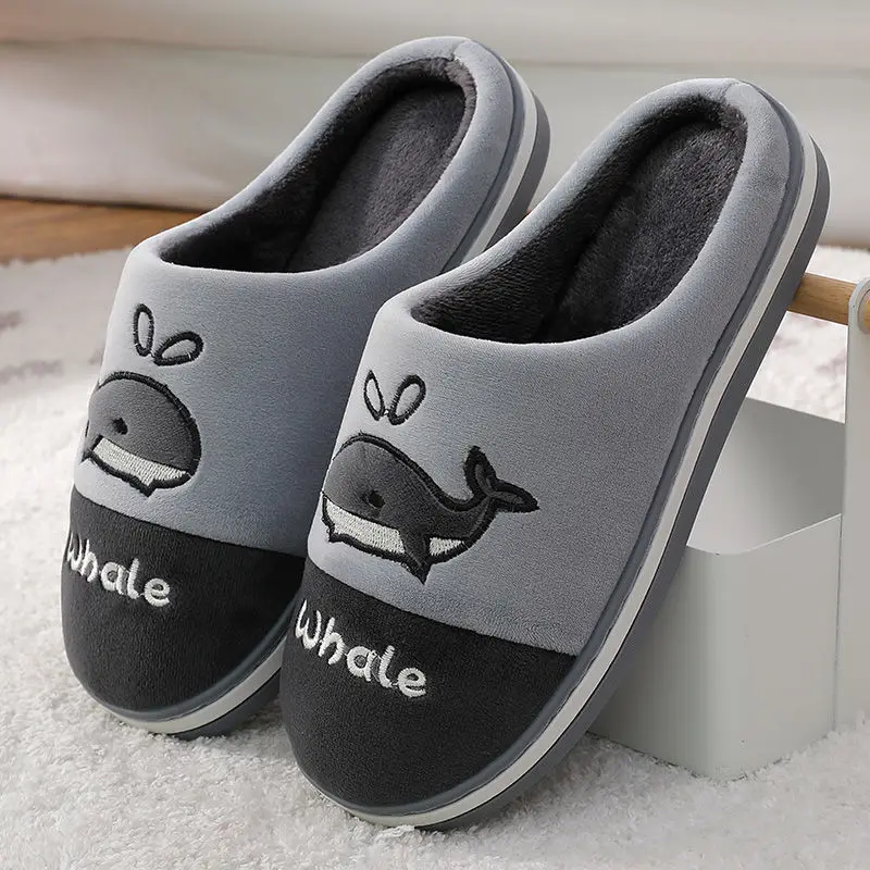 Cartoon-Dolphin-men-s-cotton-slippers-velvet-thick-soled-indoor-warm ...