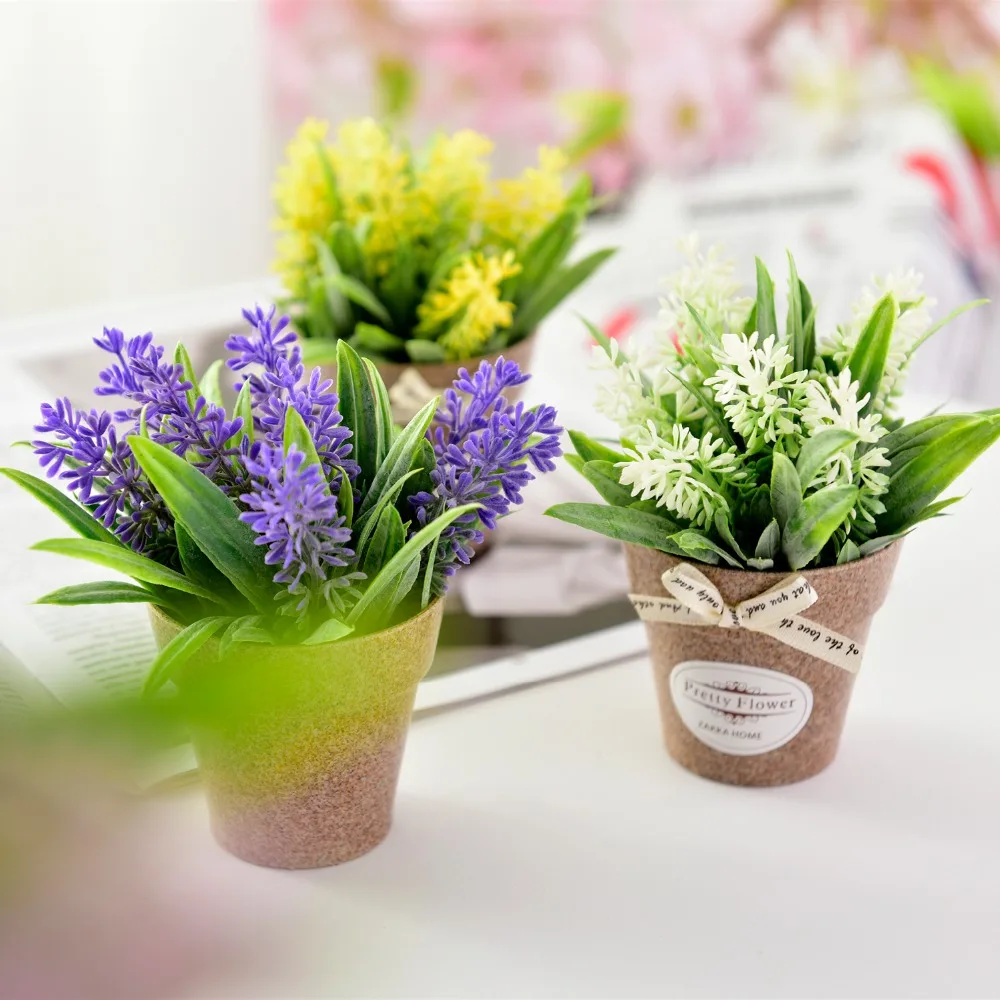 Искусственные цветы трава с пластиковым горшочком бонсай Искусственные