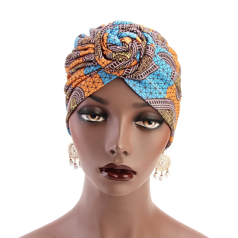 2022 New Fashion Bohemia Cotton Lined Bonnets Women African Vortex Knot ...