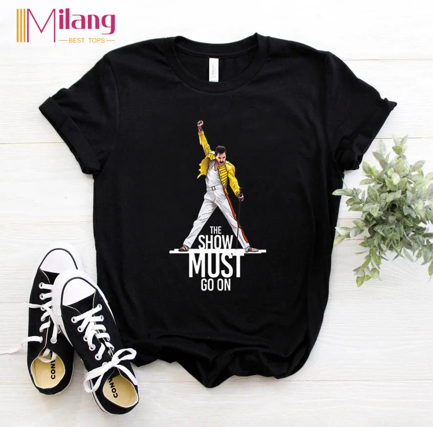 Tops negros de la banda Queen para mujer, camisetas de manga corta para ...