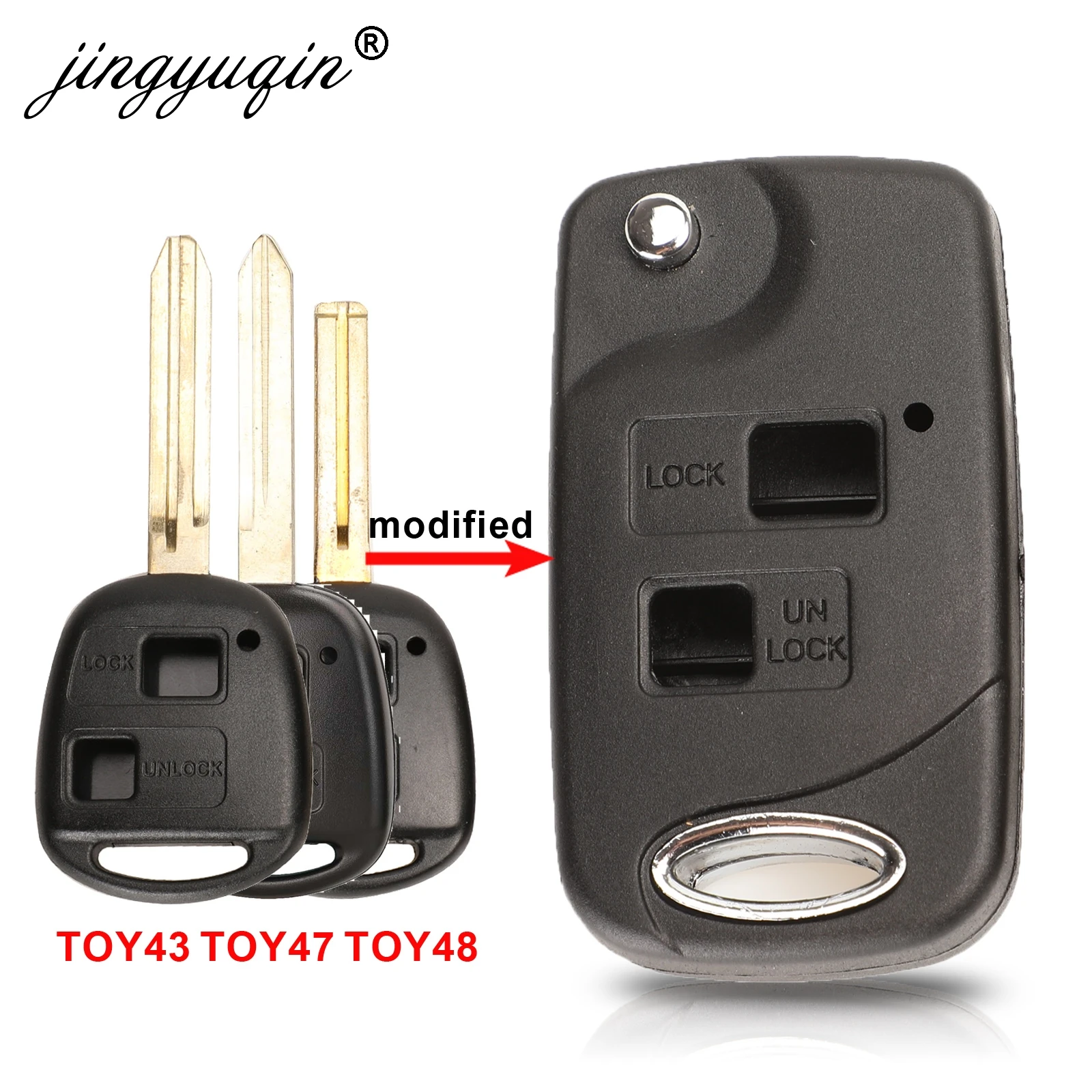Jingyuqin Flip 2 Button Remote Key Shell For Toyota Rav4 Avalon Echo ...