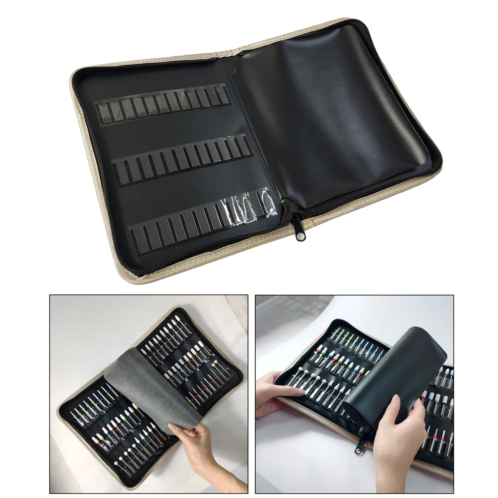 Folding Manicure Nail Drill Bits Holder Storage Case Organizer Compact ...