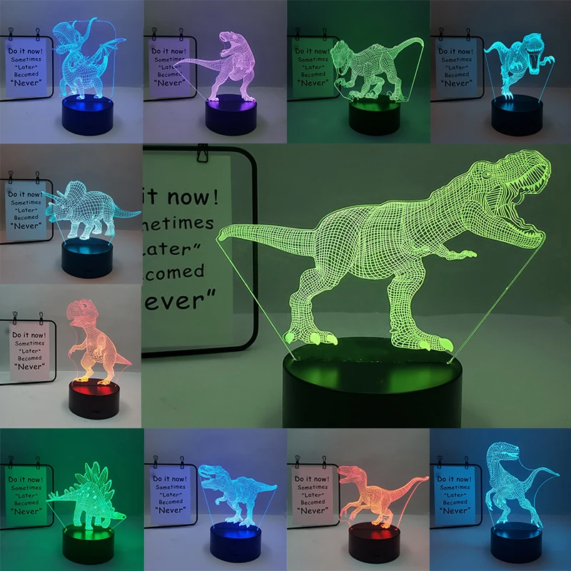Dinosaur Series 16 Color 3d Led Night Light Lamp Remote Control Table ...
