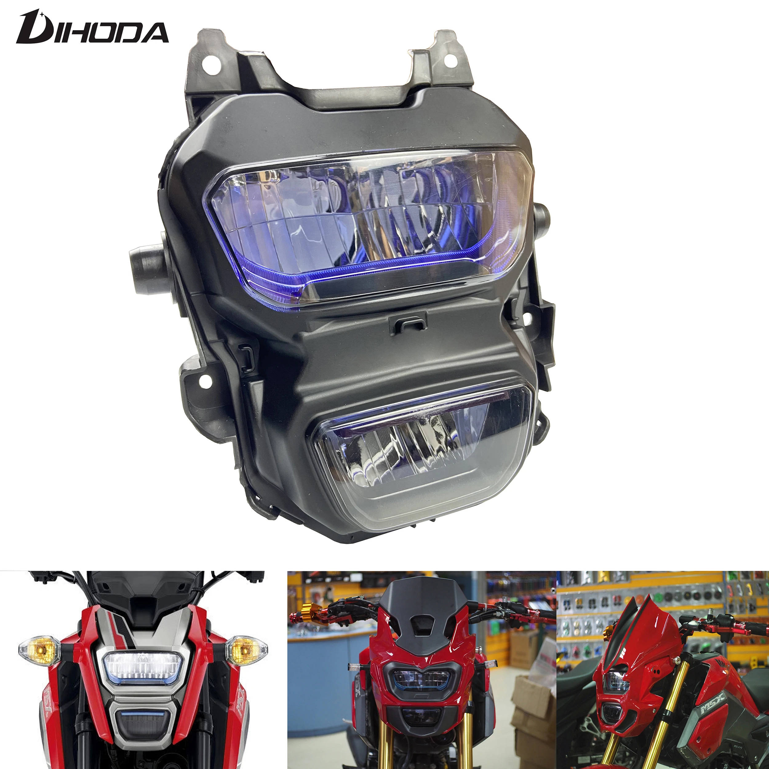 Motorcycle-Front-Light-Headlight-Windshield-LED-Lamp-For-Honda-GROM ...
