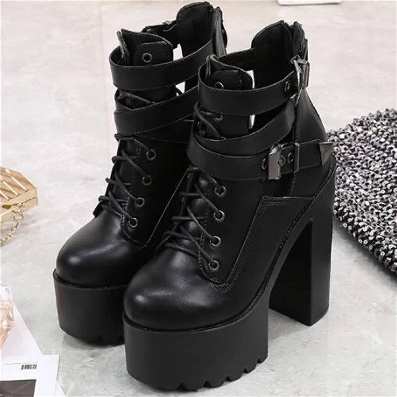 Sexy 15cm Thick High Heels Waterproof Shoes Woman Platform Pumps Pu ...