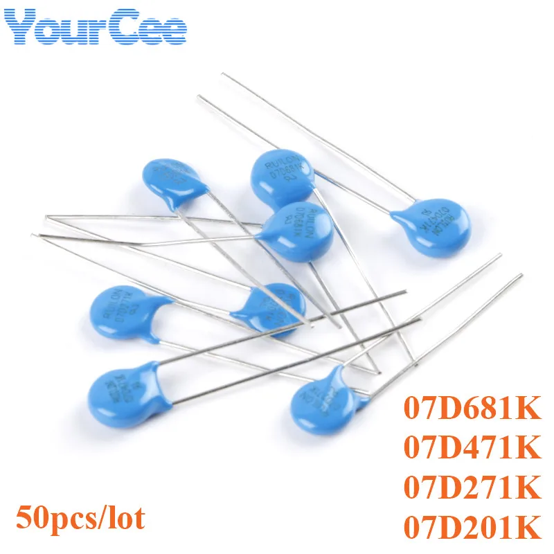 50pcs MOV Varistor Piezoresistor 07D201K 07D271K 07D471K 07D681K DIP ...