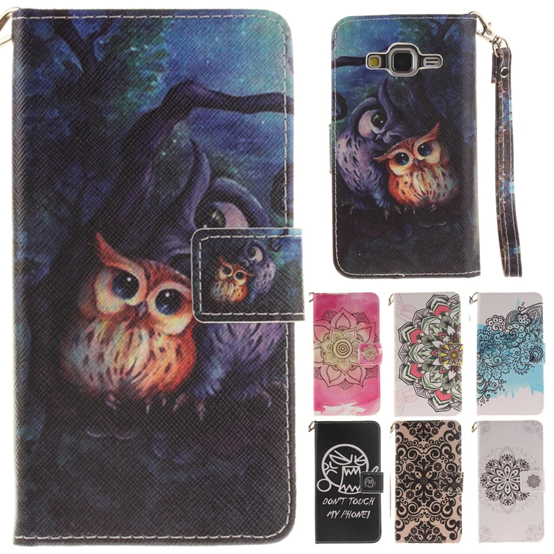 Кожаный бумажник-книжка с милым рисунком Совы цветов, флип-чехол для samsung Galaxy J1 J3 J5 ...