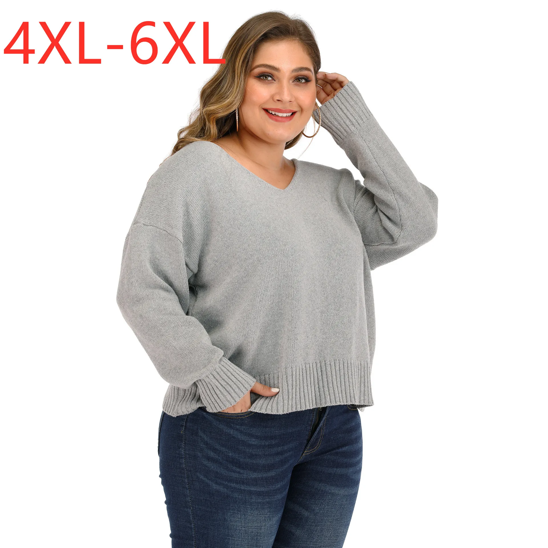 New-2021-Spring-Autumn-Plus-Size-Sweater-For-Women-Large-Long-Sleeve ...