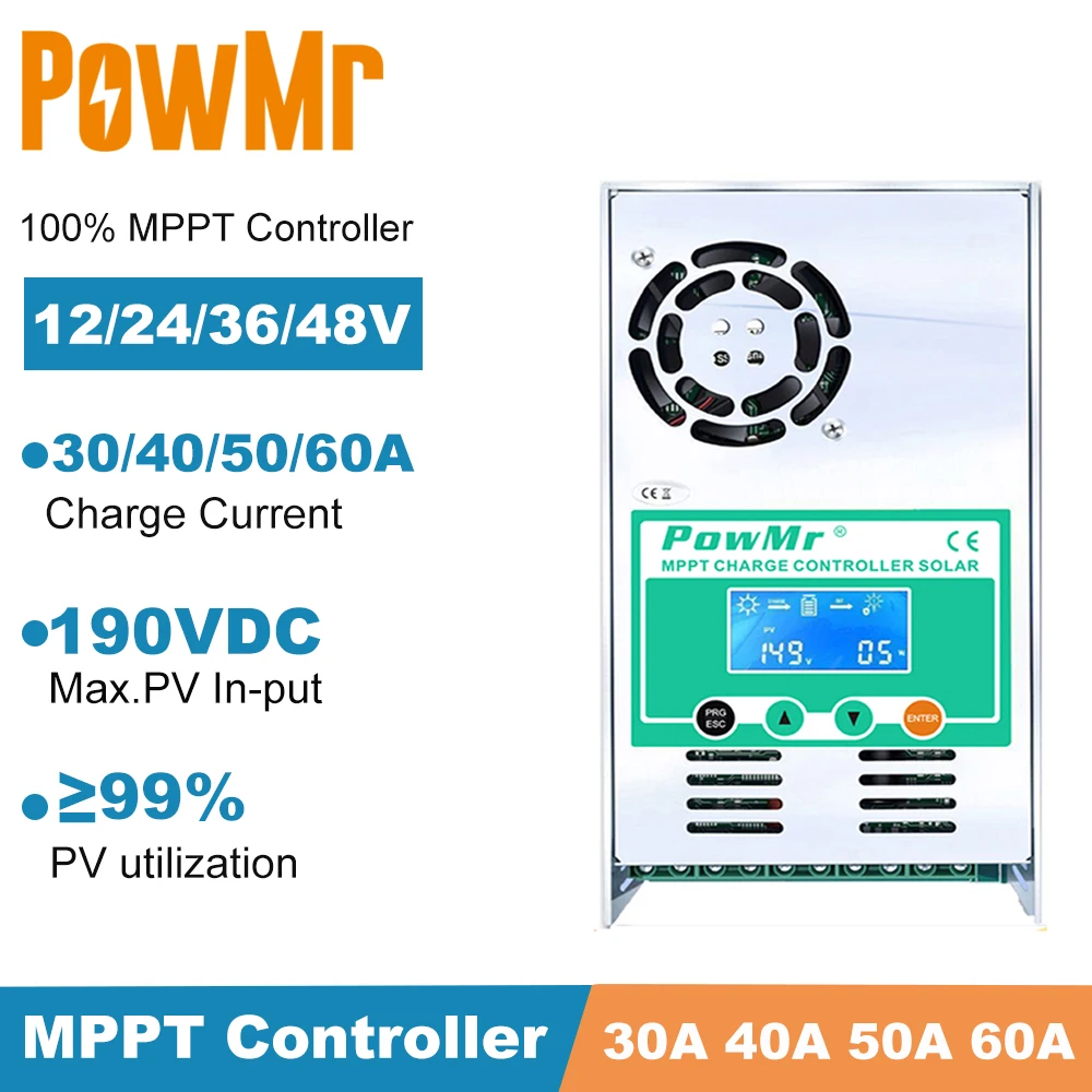 Powmr Mppt Solar Charge Controller 60a 50a 40a 30a Backlight Lcd 12v ...