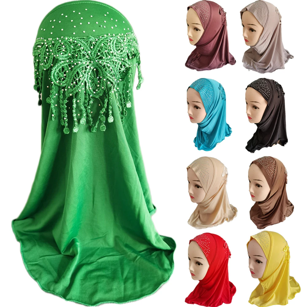 Ramadan Kids Girls Muslim Hijab Turban One Piece Amira Cap Underscarf ...
