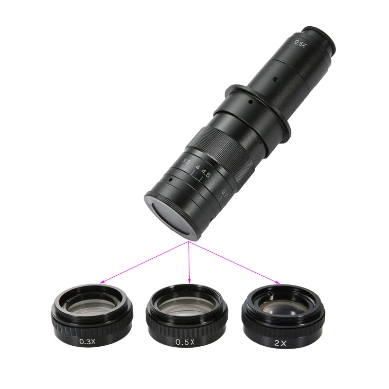 Industrial Video Microscope C-mount Lens 120x 180x 300x Magnifier 0.3x ...