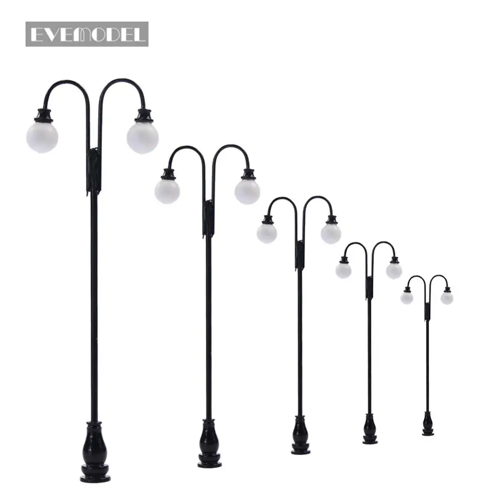 LQS33 5PCS Model Railway Two heads Round OO/HO scale Yard Street Light ...