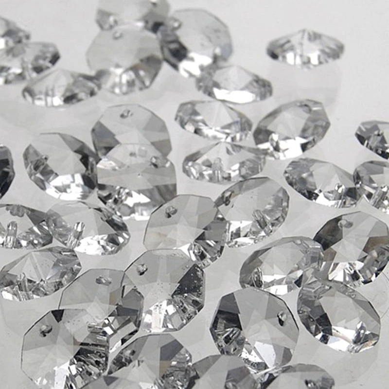 Top Quality 14mm Clear 200pcs K9 Crystal Octagon Bead In 2holes Diy ...