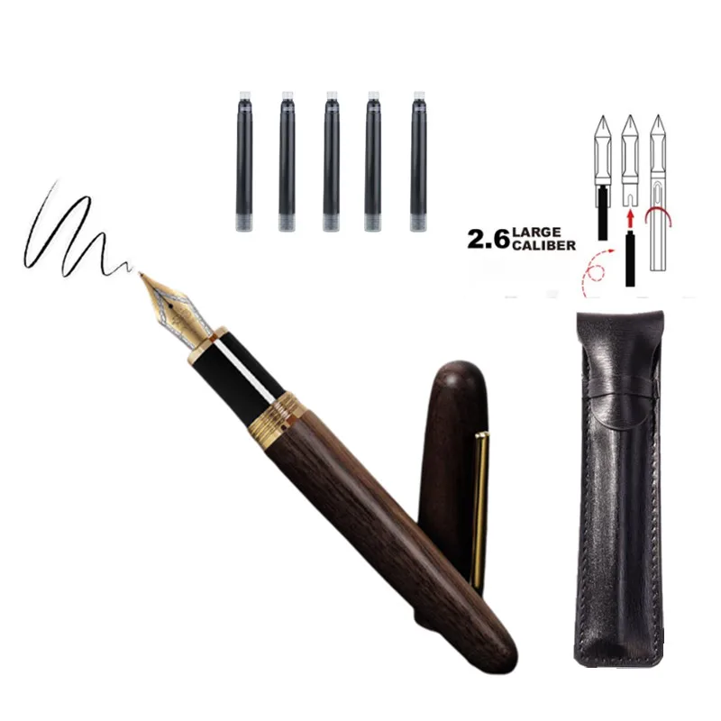 Jinhao 9056万年筆天然手作り木材万年筆木製ペンf/書道曲がっnibファッション筆記インクペンギフト| | - AliExpress